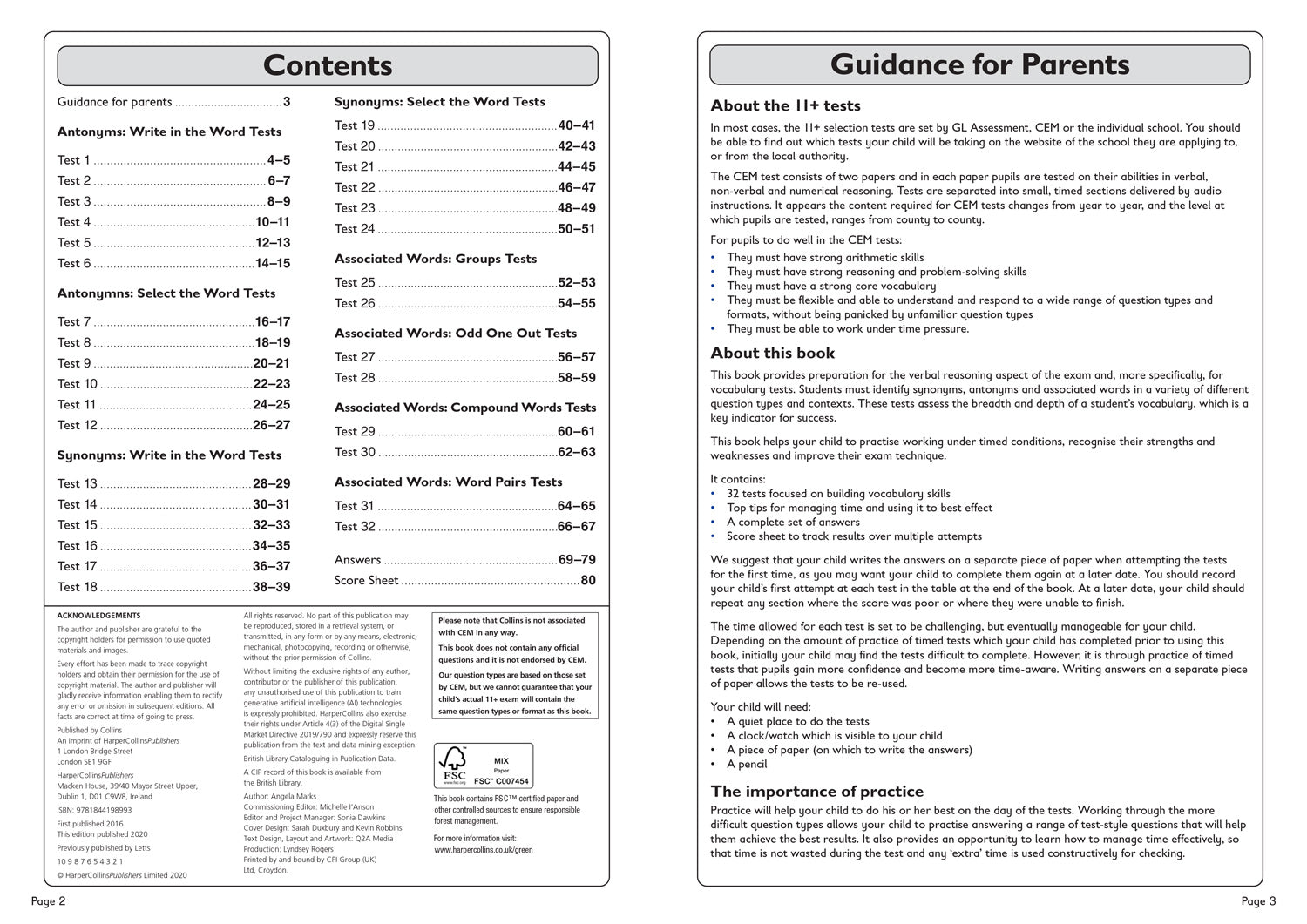 11+ Verbal Reasoning Vocabulary Practice Workbook by – Collins
