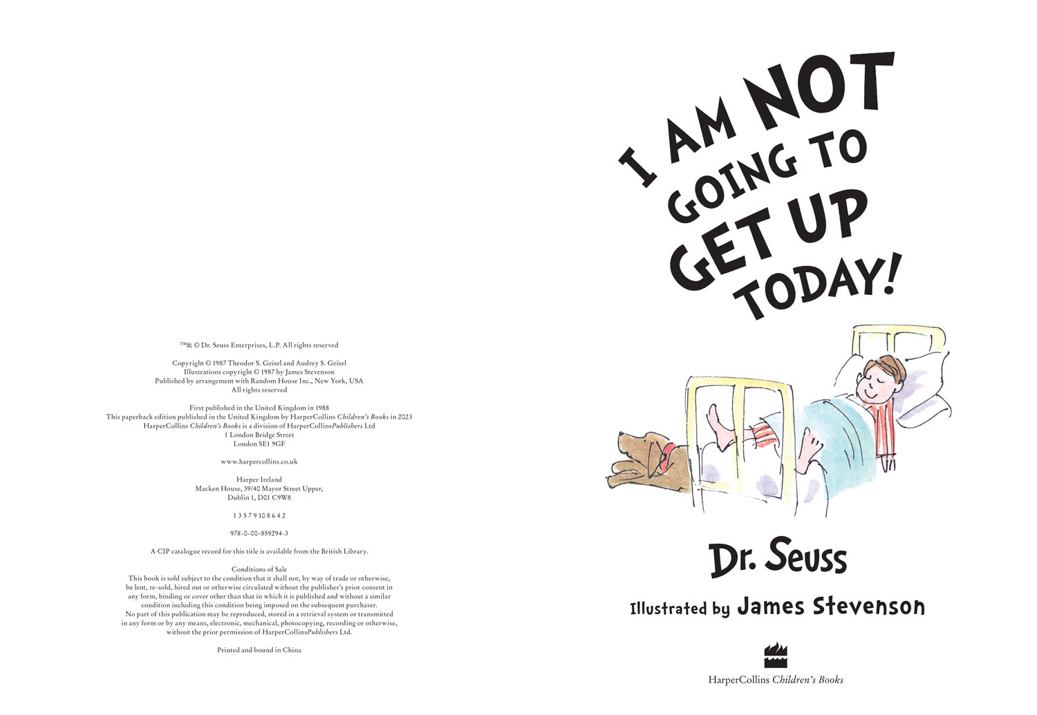I Am Not Going to Get Up Today! by Dr. Seuss – Collins