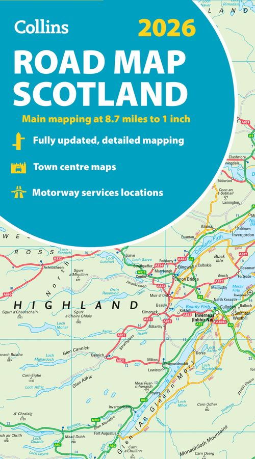 2026 Collins Road Map of Scotland: Folded Road Map by
