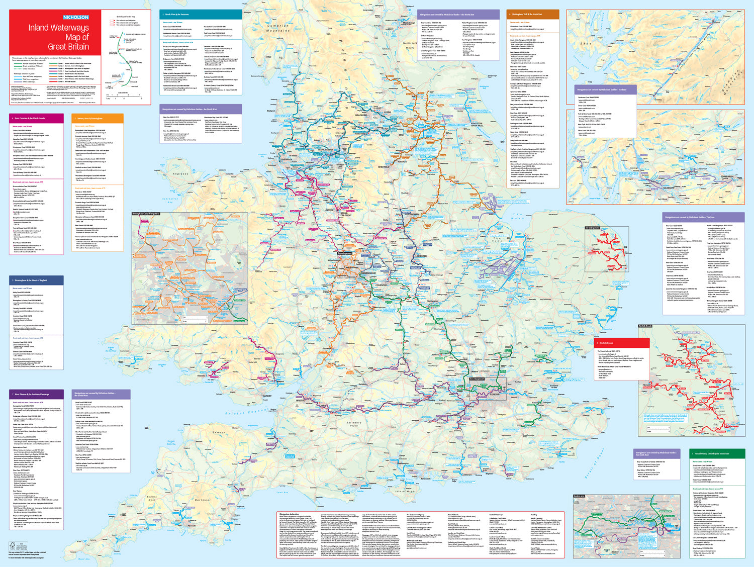 Nicholson Inland Waterways Map of Great Britain by – Collins